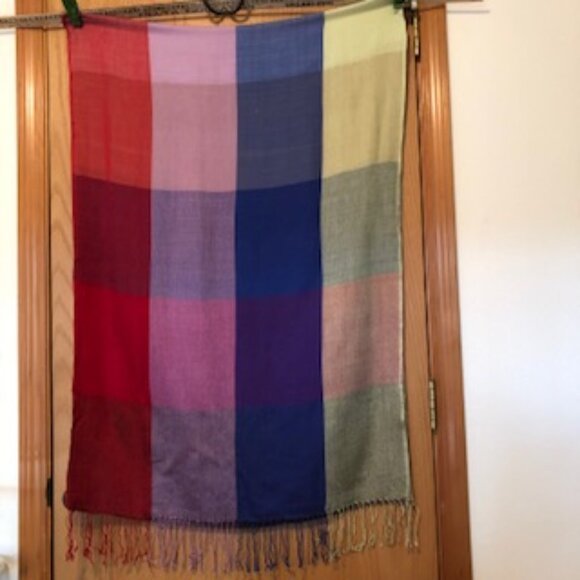 Accessories | 315 Vintage Colorblock Woven Oversized Scarf Wrap Shawl ...